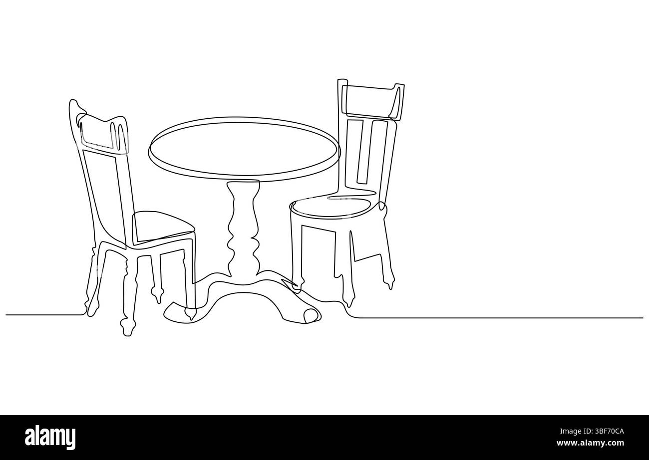 Minimalist Living Space Chair, Table, and Lamp in Line Art, Minimalist ...