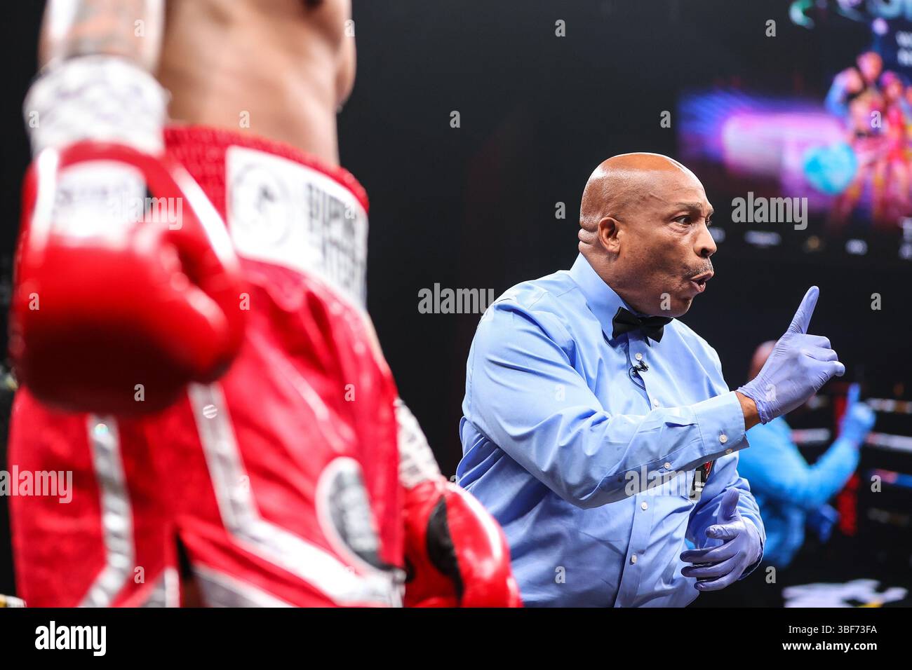 May 30, 2025: The referee takes a point from Luis Arias during his ...