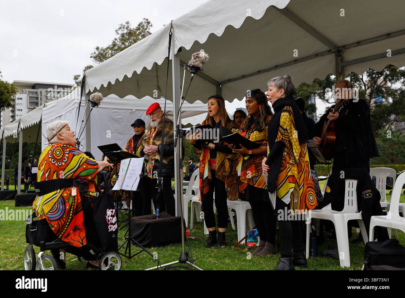 Elder people sing during the Victorian Aboriginal Remembrance Service ...