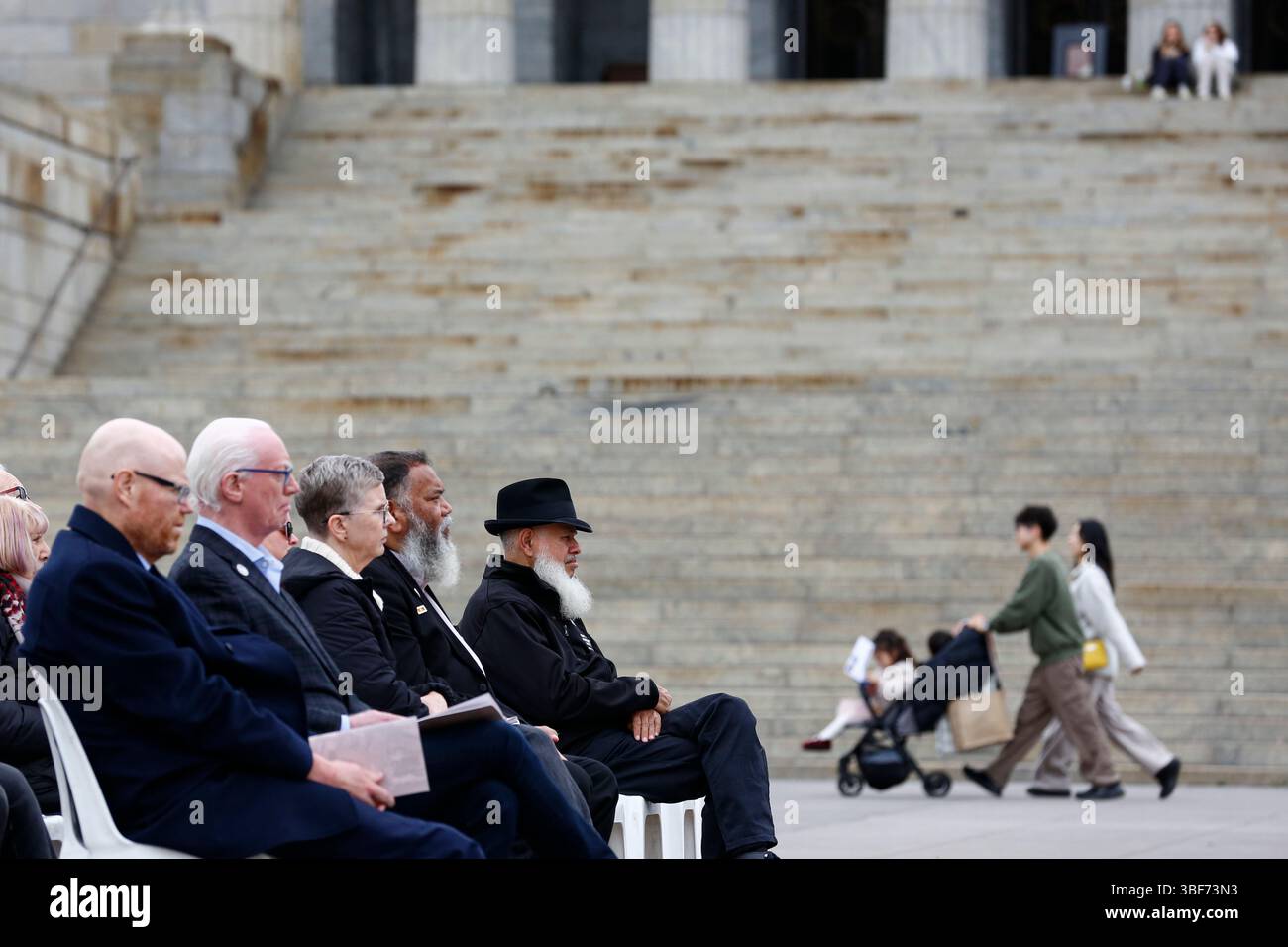 People gather during the Victorian Aboriginal Remembrance Service to ...