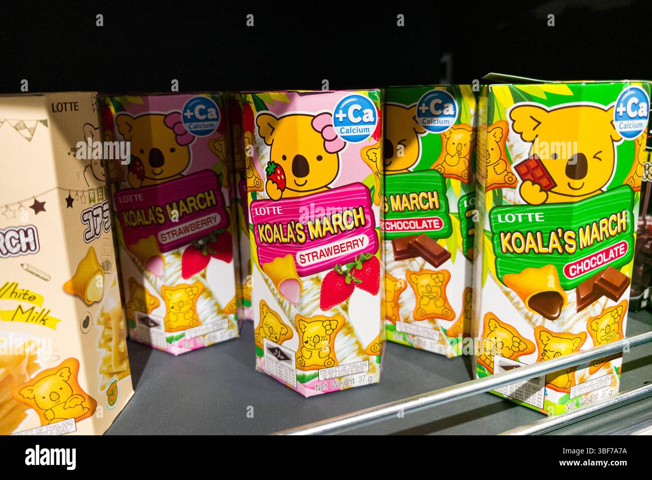 Minsk, Belarus - April 28, 2025: Colorful boxes of Koala's March snacks ...