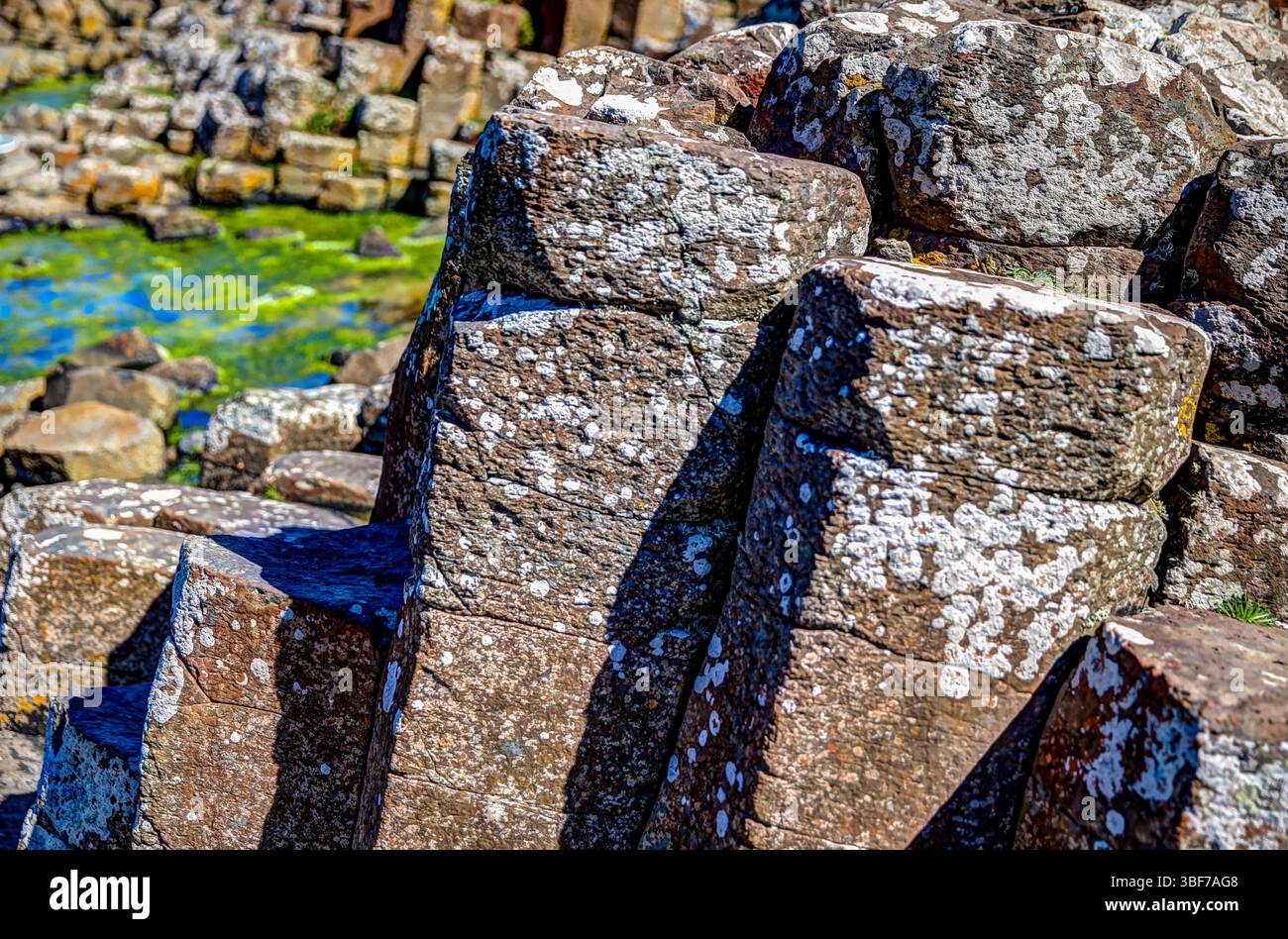 Rock formations and landscapes in and around the Giant's Causeway in ...