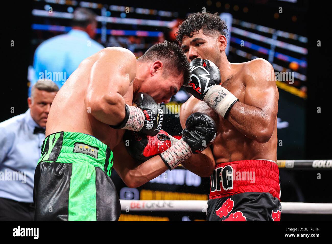 May 30, 2025: (L-R) Super Middleweight Bektemir Melikuziev punches ...