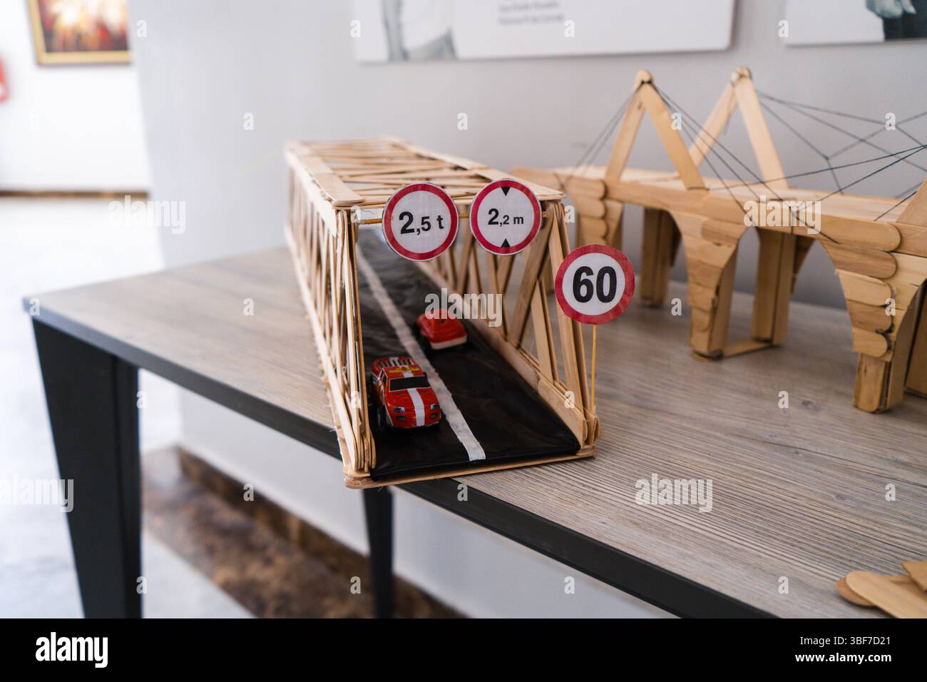 Handmade Wooden Bridge Model with Road Signs – Engineering Project ...