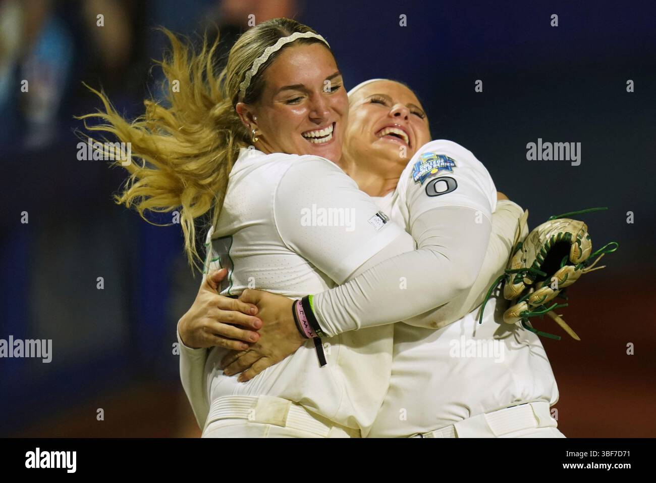 Oregon starting pitcher/relief pitcher Lyndsey Grein (33) celebrates ...