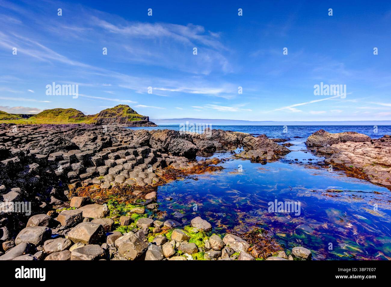 Rock formations and landscapes in and around the Giant's Causeway in ...
