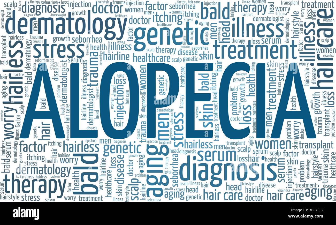 Alopecia - Hair Loss vector word cloud conceptual design isolated on ...