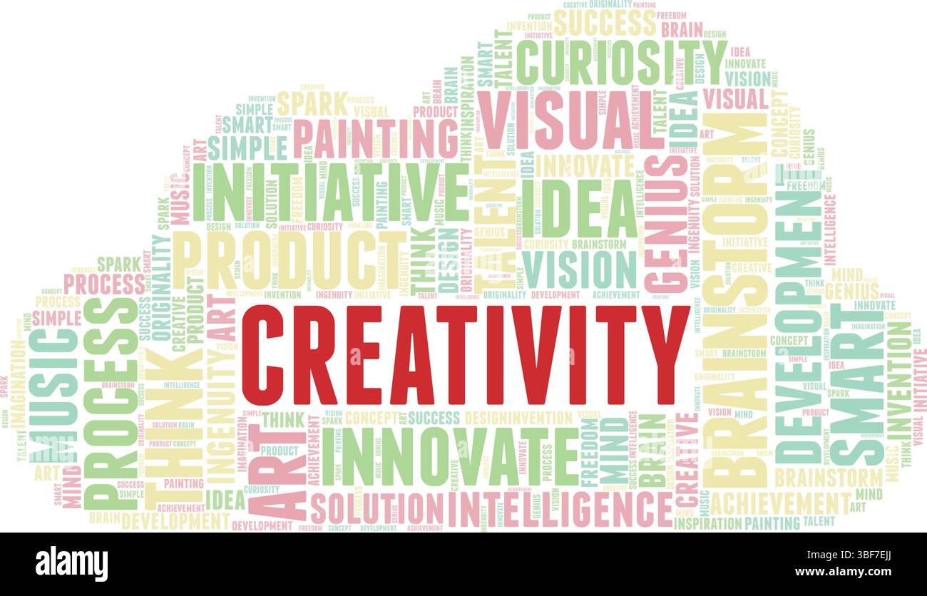 Creativity word cloud conceptual design isolated on white background ...