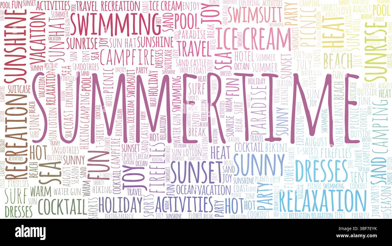 Summertime word cloud conceptual design isolated on white background ...