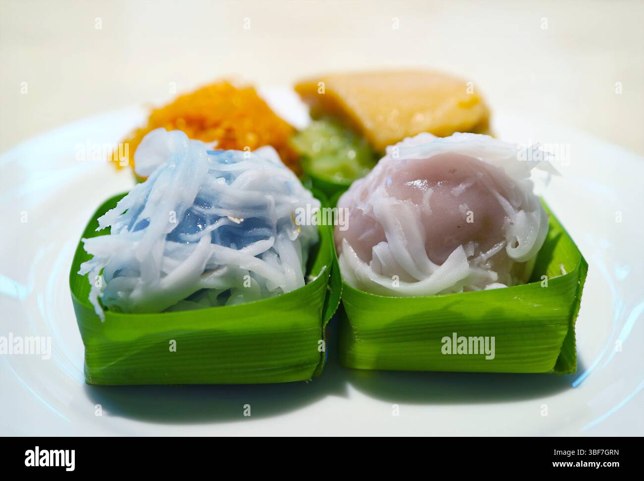 Closeup of Delectable Khanom Tom, Thai Traditional Stuffed Coconut Ball ...