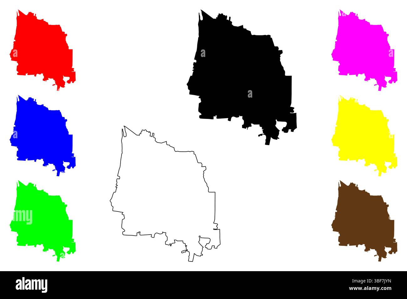 Yogyakarta city (Republic of Indonesia, Region Java) map vector ...