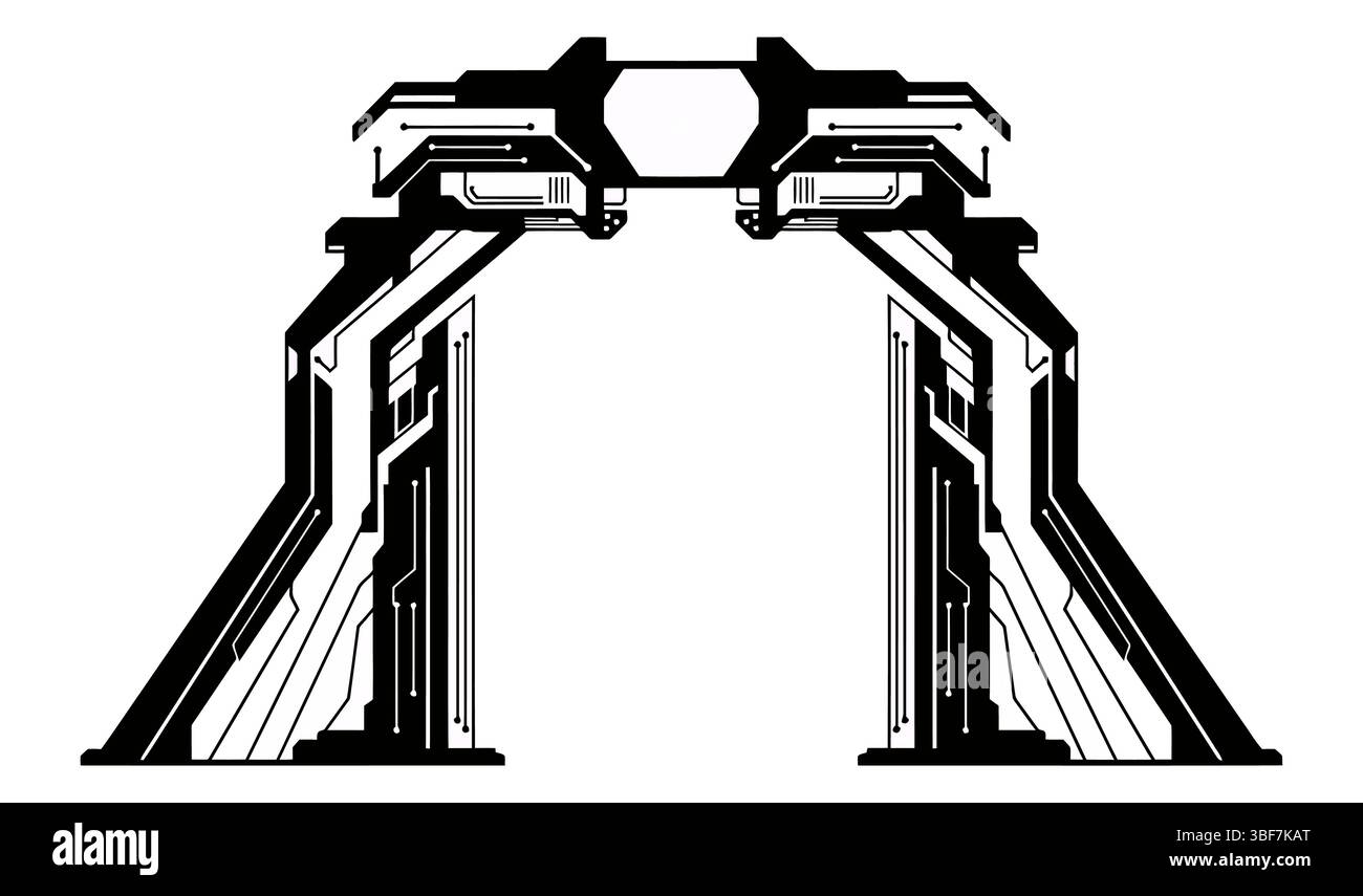Vector futuristic gate portal technology sci fi element isolated on ...