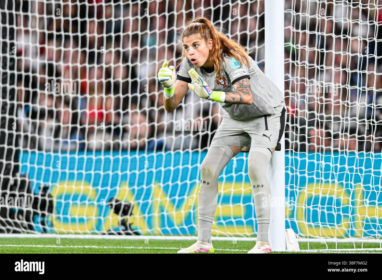 Goalkeeper Ines Pereira (1 Portugal) gestures during the UEFA Women's ...