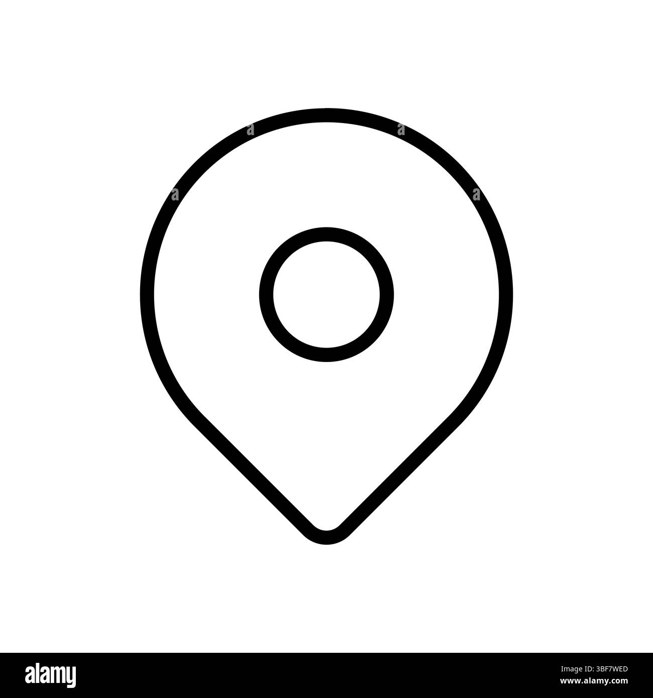 Map marker line icon. Black location symbol. Map pin sign. White background. UI, UX design. GPS ...