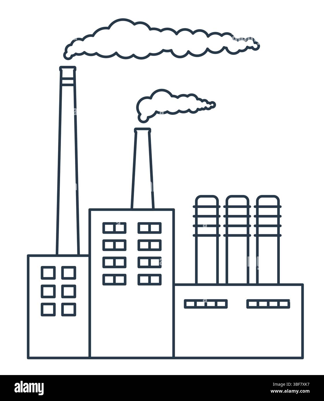 Chimneys and factory pipes with smoke. Industrial factory contour ...