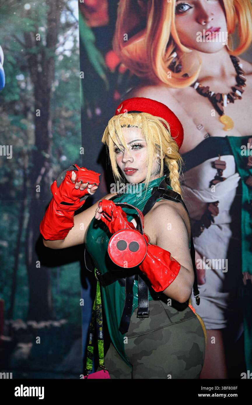 Comic Con Experience Mexico 2025 CCXP - Day 1 A cosplay poses during ...