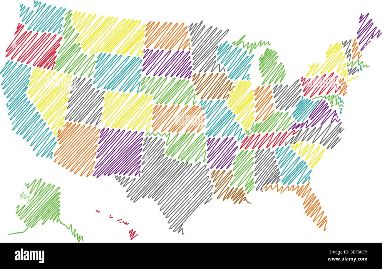 USA with states, thread map line vector illustration 1 Stock Vector ...