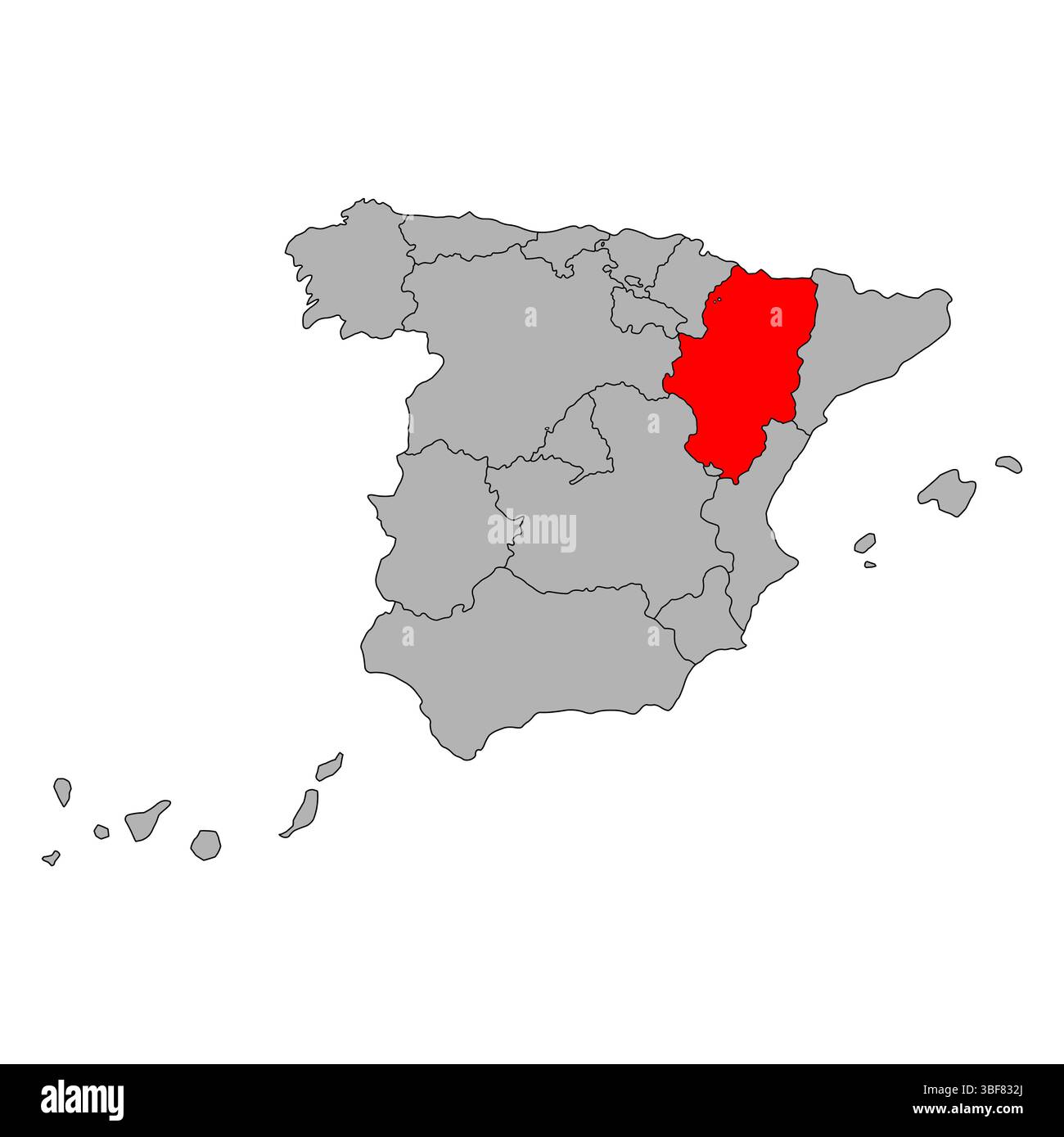 Aragon of Spain map symbol shape, travel web flat vector illustration ...