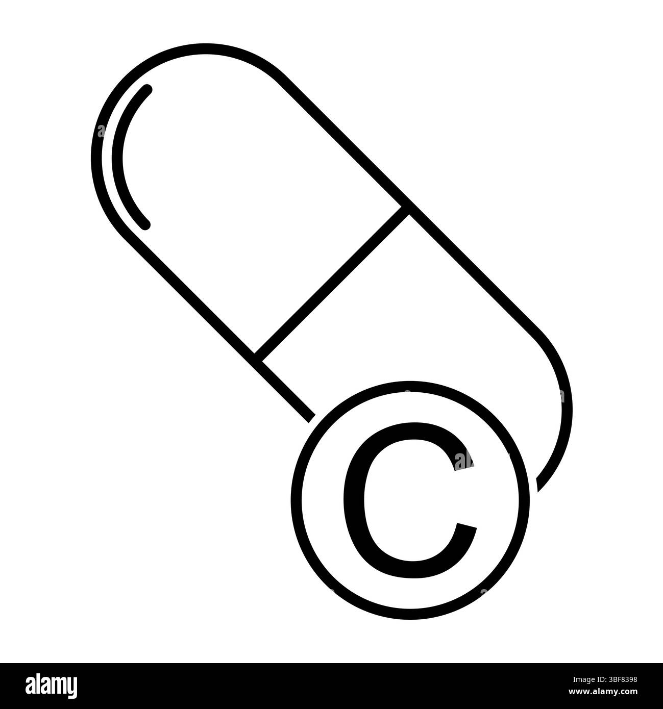Vitamin C icon, healthy medicine pill supplement symbol, complex ...
