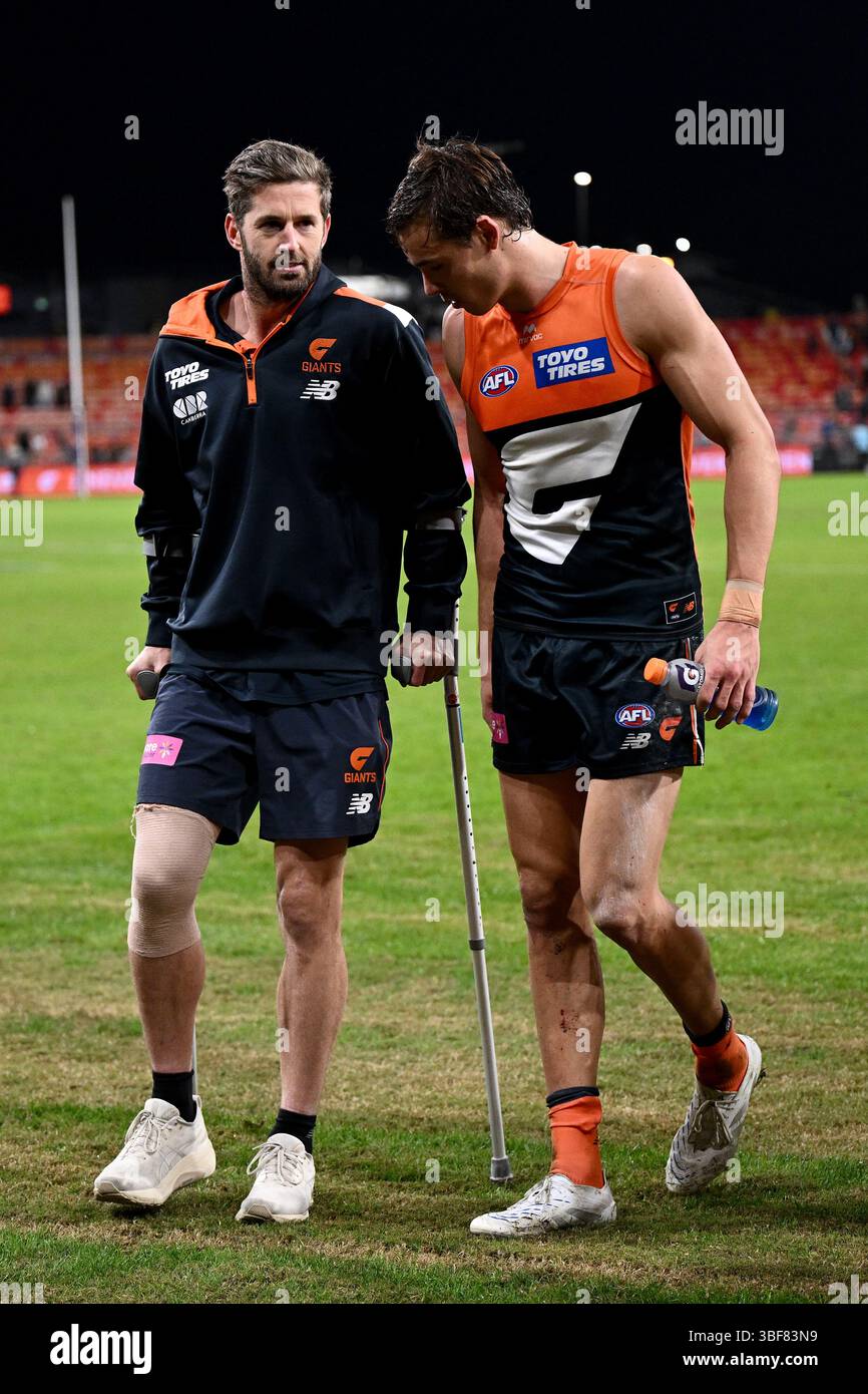 Sydney, Australia. 31st May, 2025. Callan Ward of the Giants (left ...