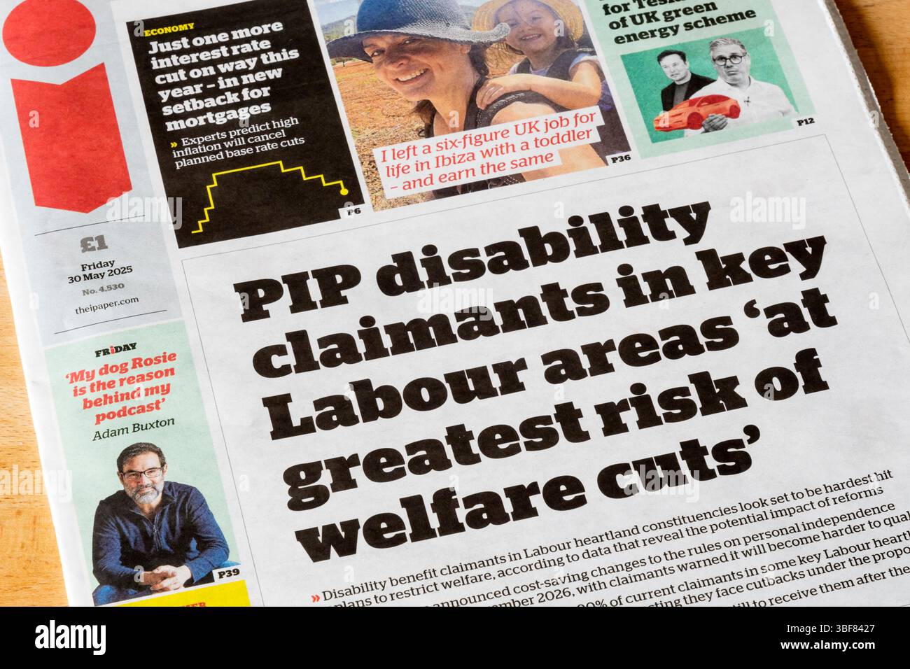 30 May 2025. Front page headline in The i Paper reads PIP disability ...