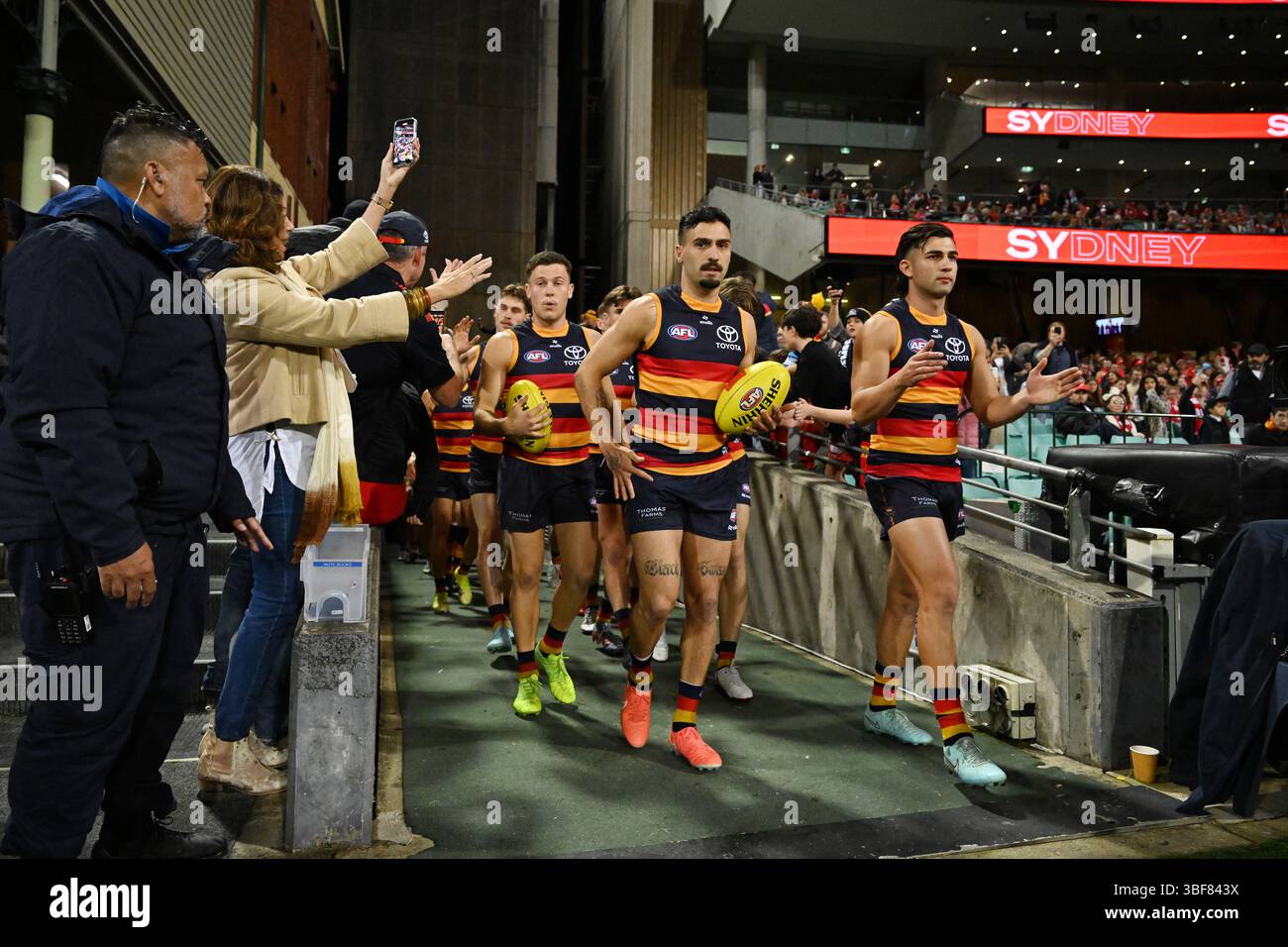Sydney, Australia. 31st May, 2025. The Crows run out ahead of the AFL ...