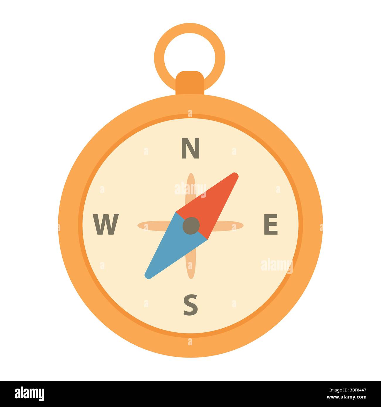 A minimalistic flat vector illustration of a compass with cardinal ...