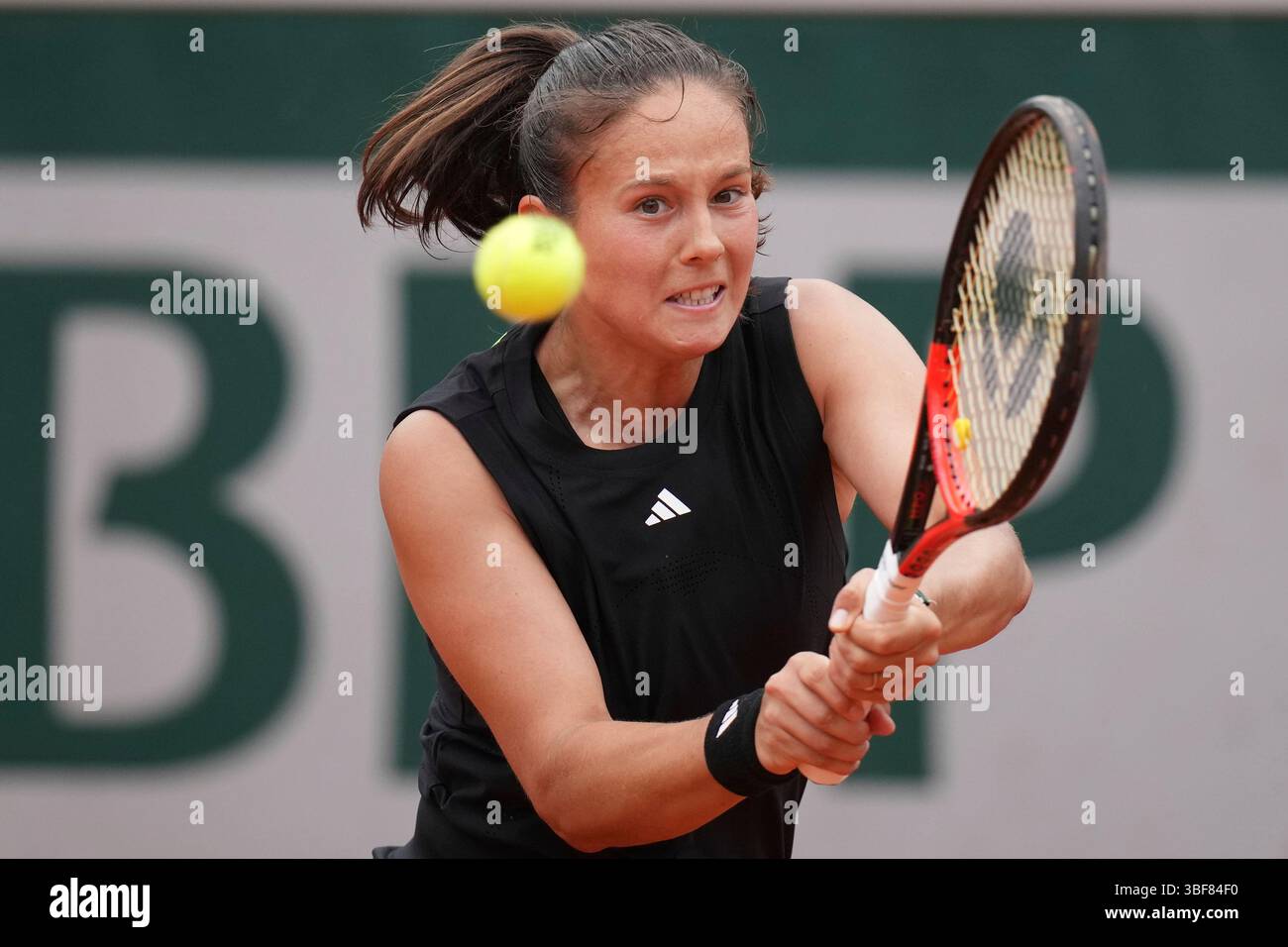 Australia's Daria Kasatkina returns the ball to Spain's Paula Badosa ...
