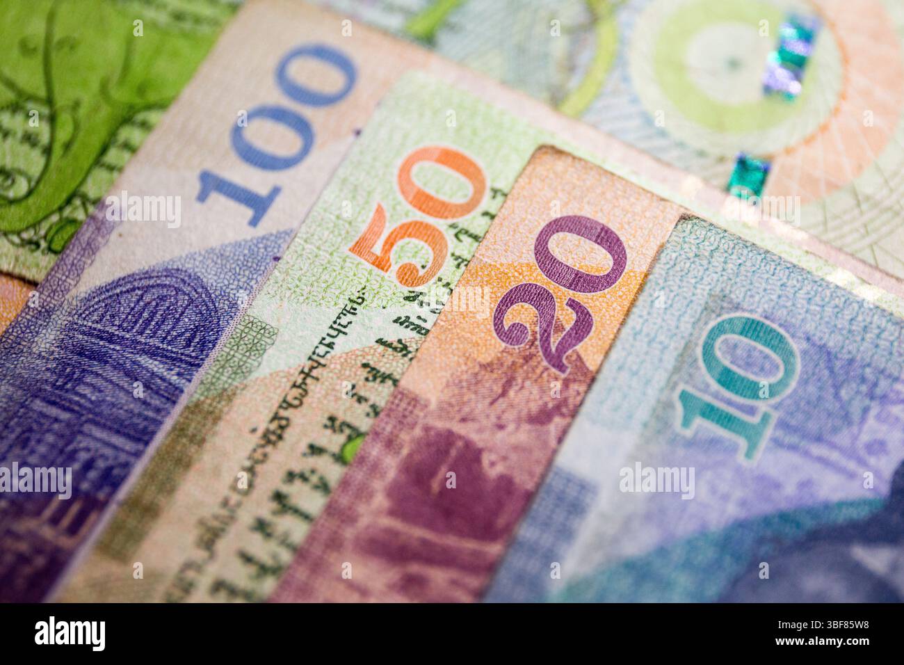 In this photo illustration, the Georgian lari banknotes are seen ...