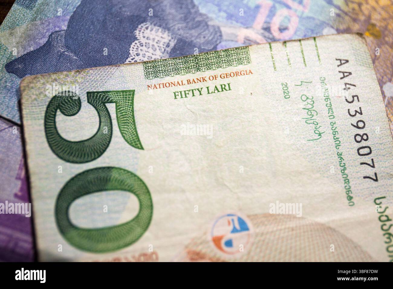 In this photo illustration, the 50 Georgian lari banknote is seen ...