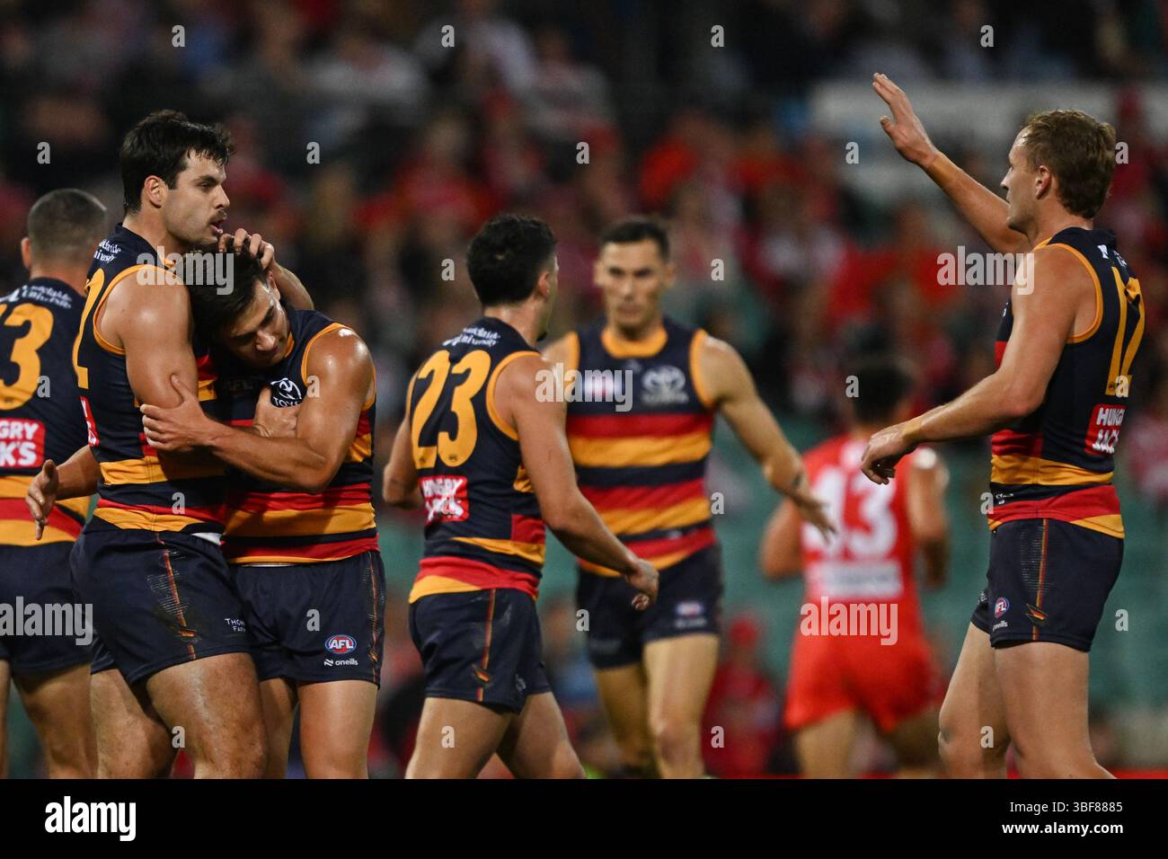 Josh Rachele of the Crows celebrates after kicking a goal during the ...
