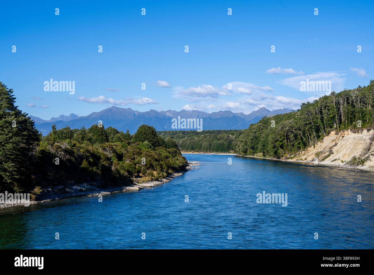 Overlooking the Waiau River from the Rainbow Reach Bridge at the end of ...