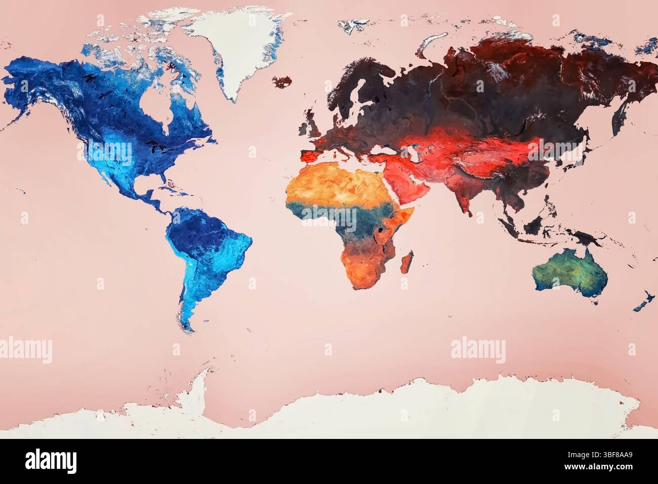 Highly detailed colorful geographic world map Stock Photo - Alamy