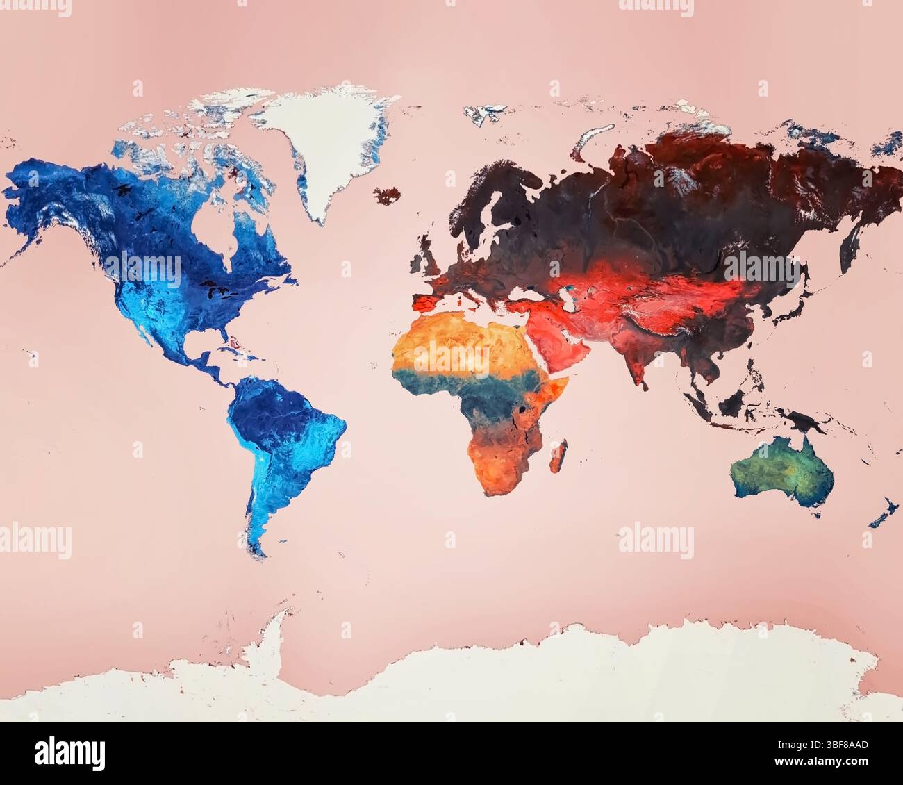 Highly detailed colorful geographic world map Stock Photo - Alamy