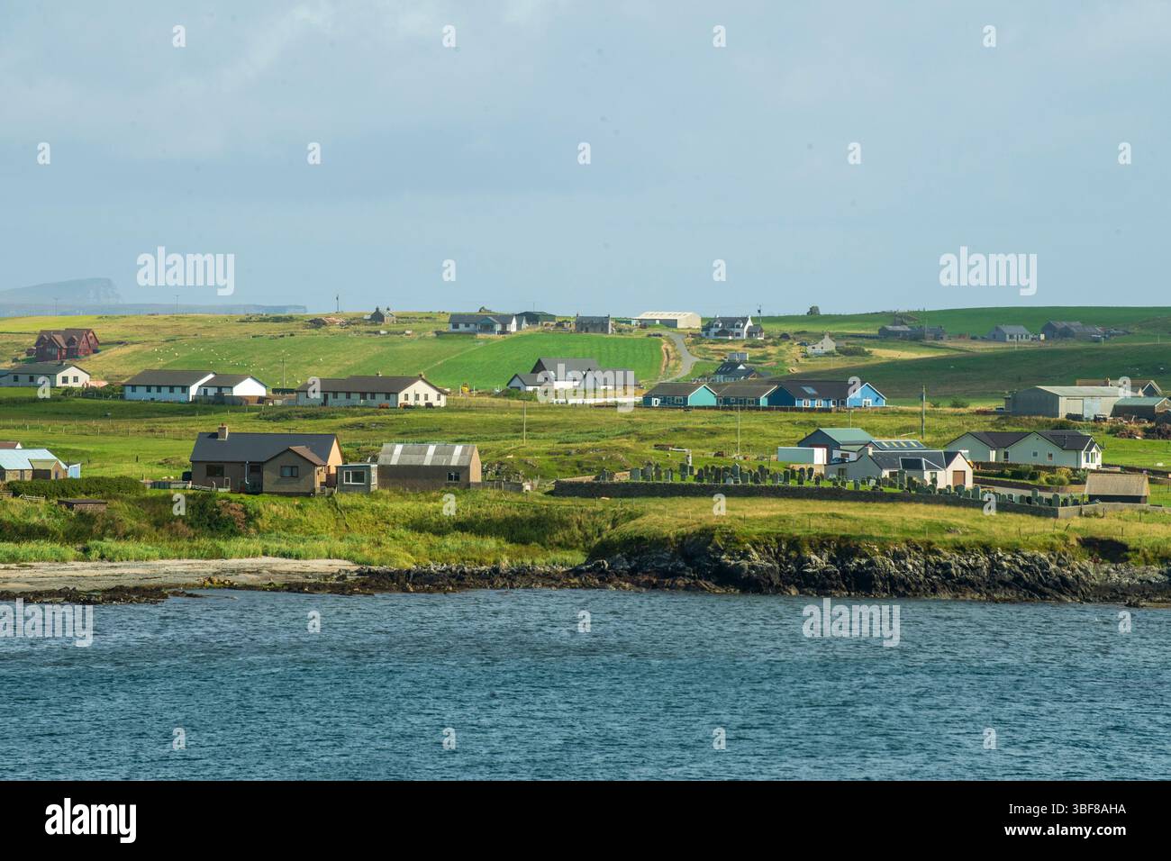 The village of Cunningsburgh, Shetland—nestled between hills and sea ...
