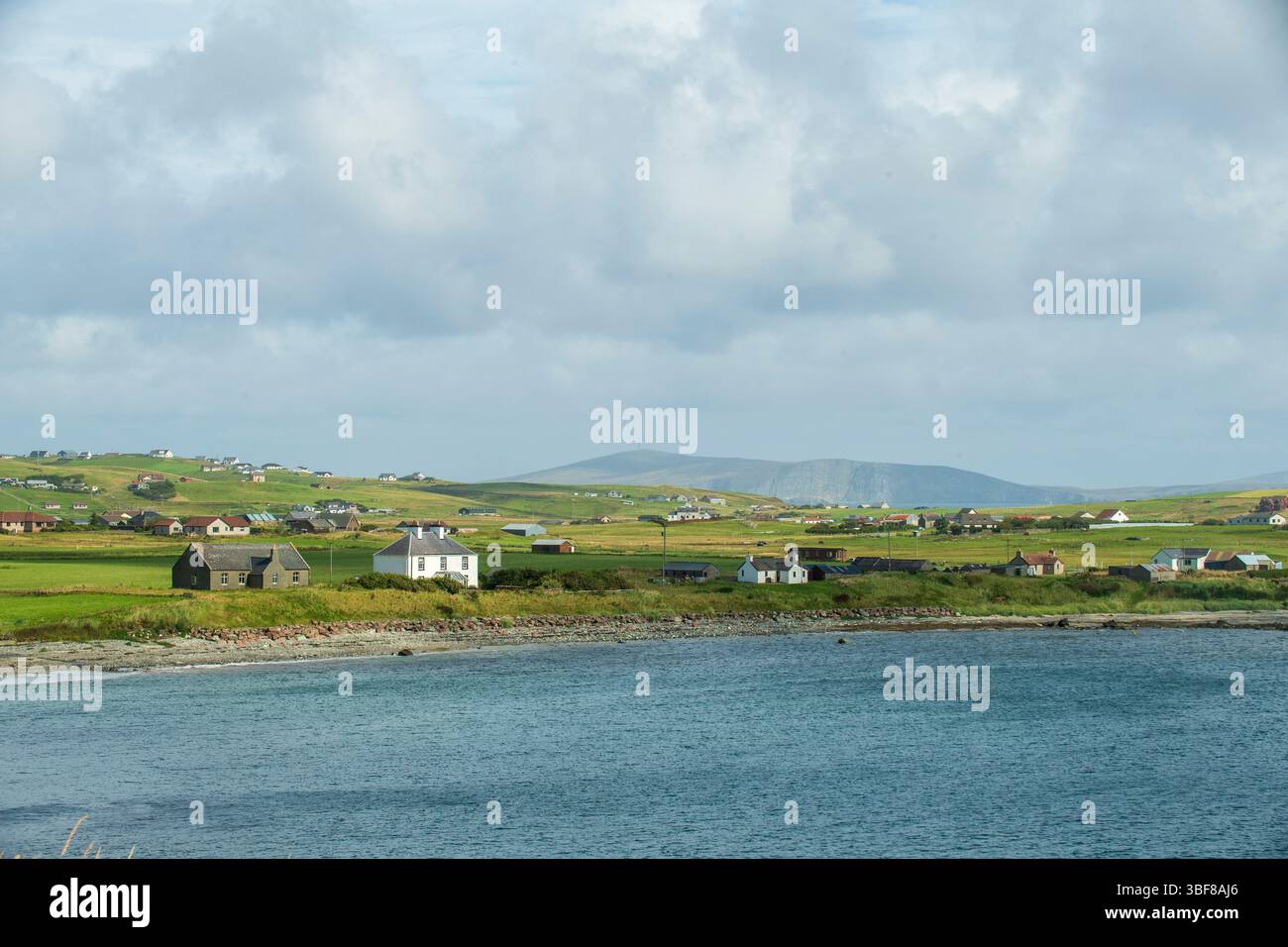 The village of Cunningsburgh, Shetland—nestled between hills and sea ...