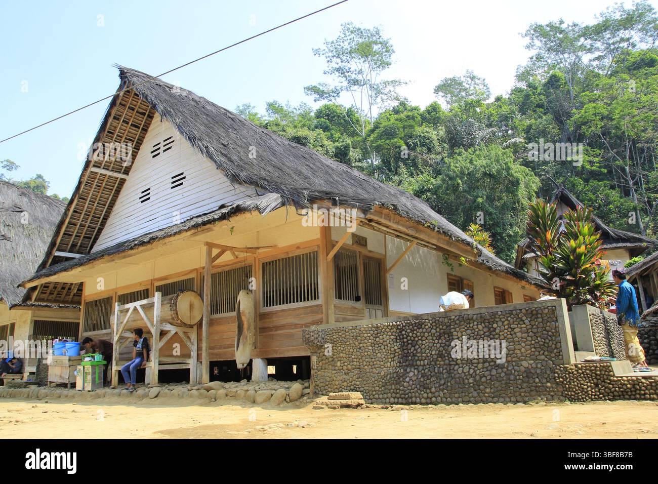 Mosque architecture with a stilt house model, woven bamboo walls, and ...