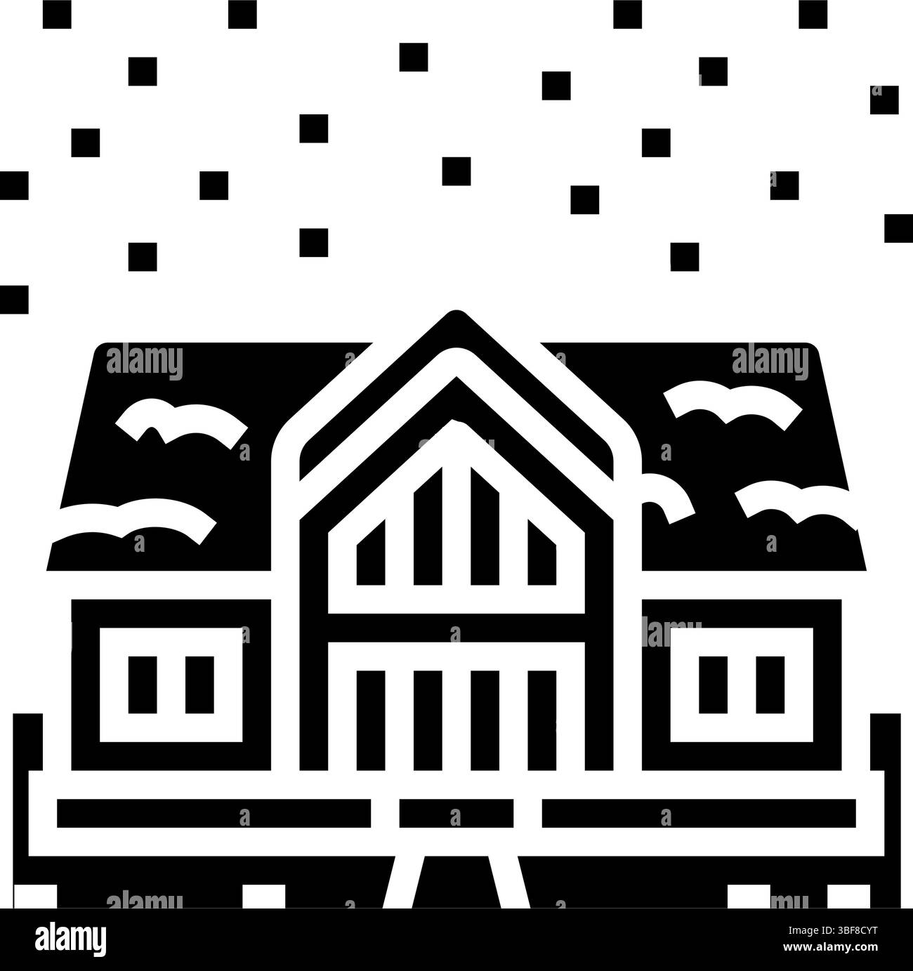 snowy winter cabin wooden glyph icon vector illustration Stock Vector ...
