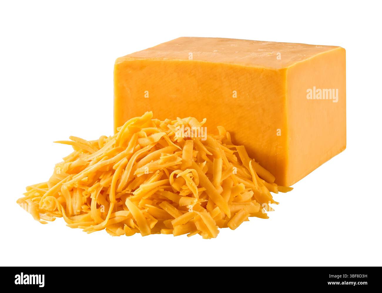 shredded cheddar cheese isolated on a white background Stock Photo - Alamy