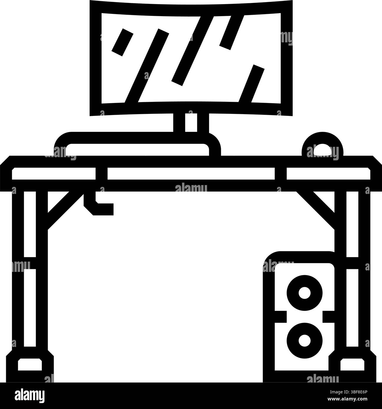 desk setup gaming pc line icon vector. desk setup gaming pc sign ...