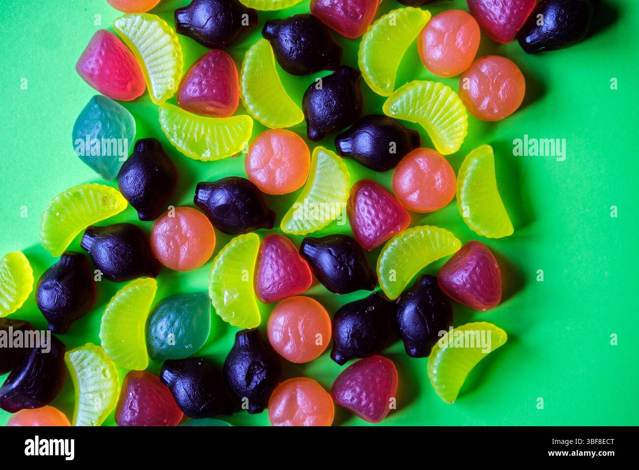 London UK, May 31 2025, Selection of Colourful Traditional Fruit Gum ...