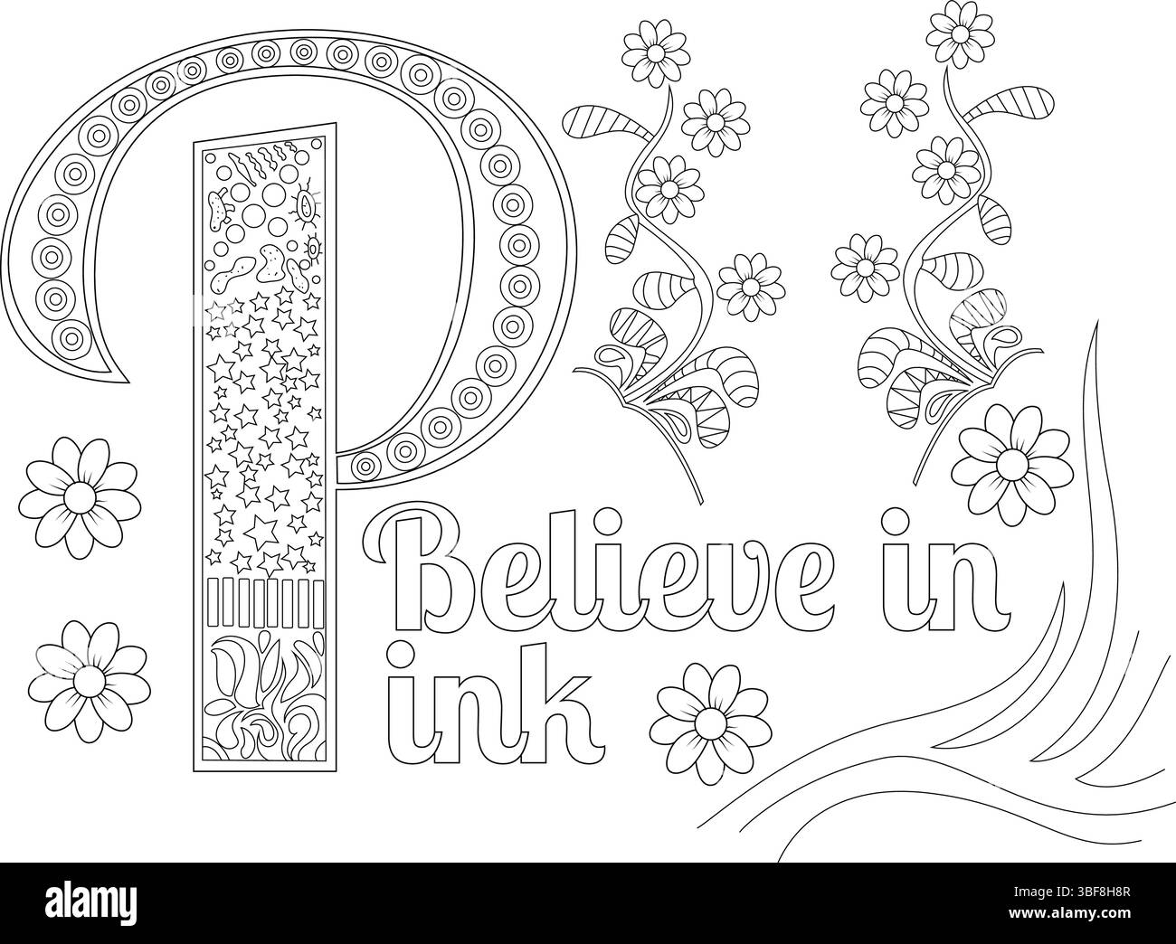 A black and white line art illustration for coloring, featuring a ...