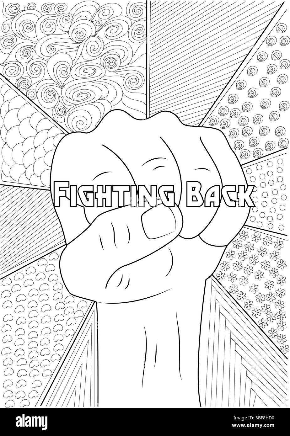 Black and white line art illustration featuring a determined fist and ...