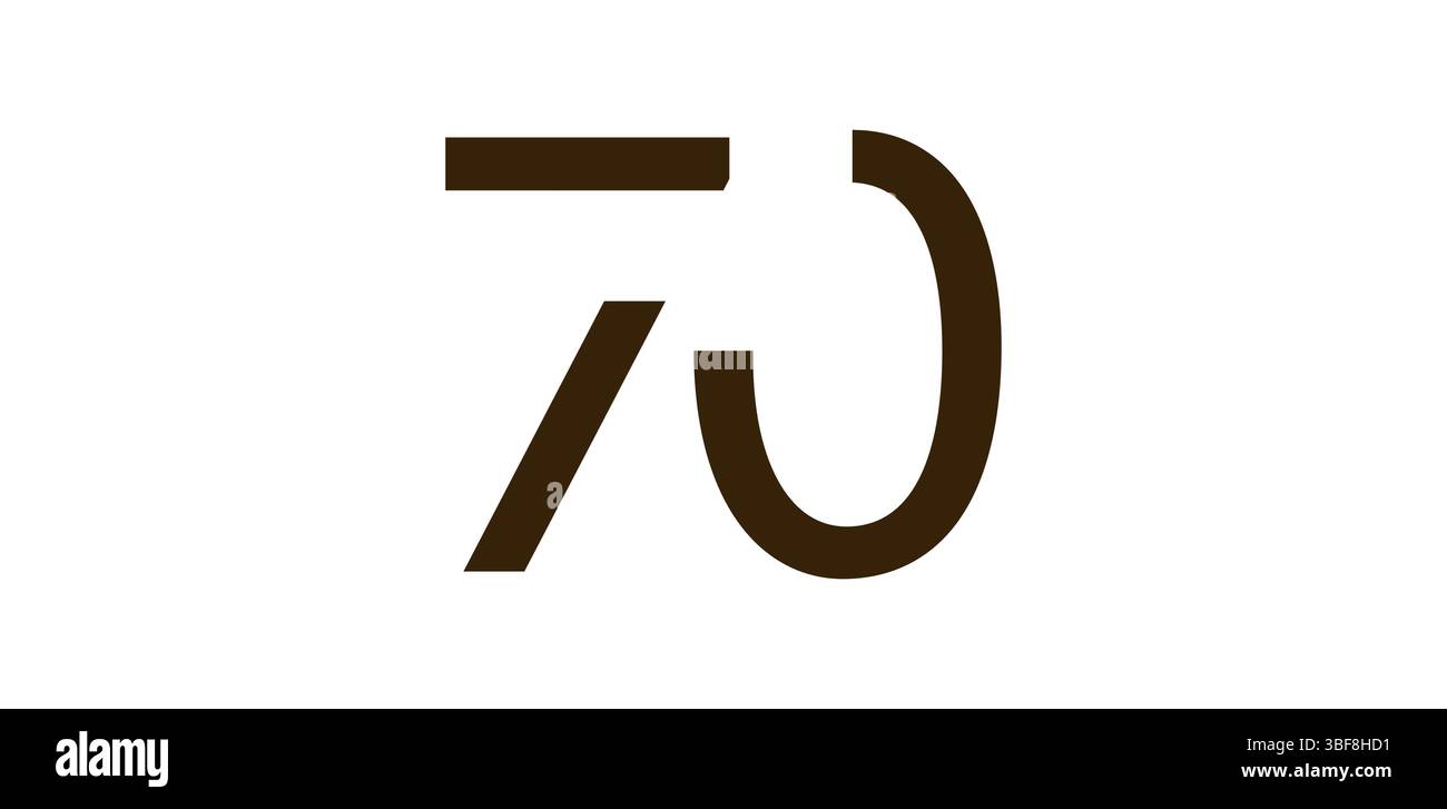 Minimalist Number 70 in Modern Cut-Out Style, Bold Abstract Typeface ...