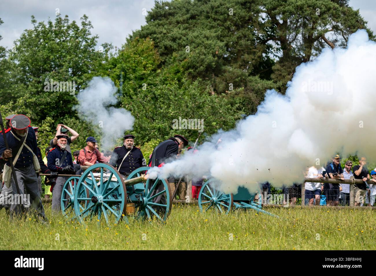 Chalfont, UK. 31 May 2025. Re-enactors playing Prussian forces perform ...