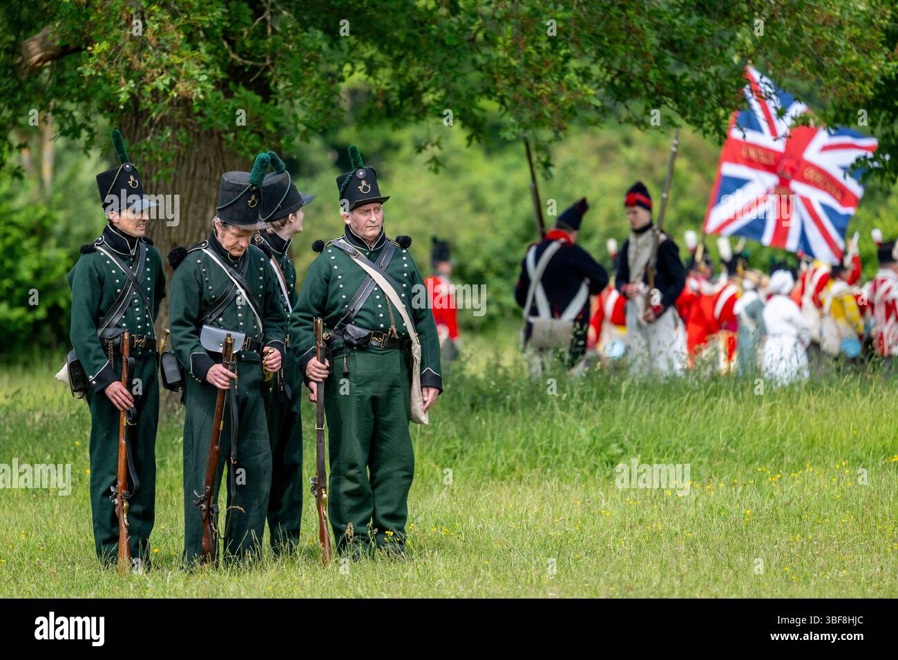 Chalfont, UK. 31 May 2025. Re-enactors playing British forces perform ...