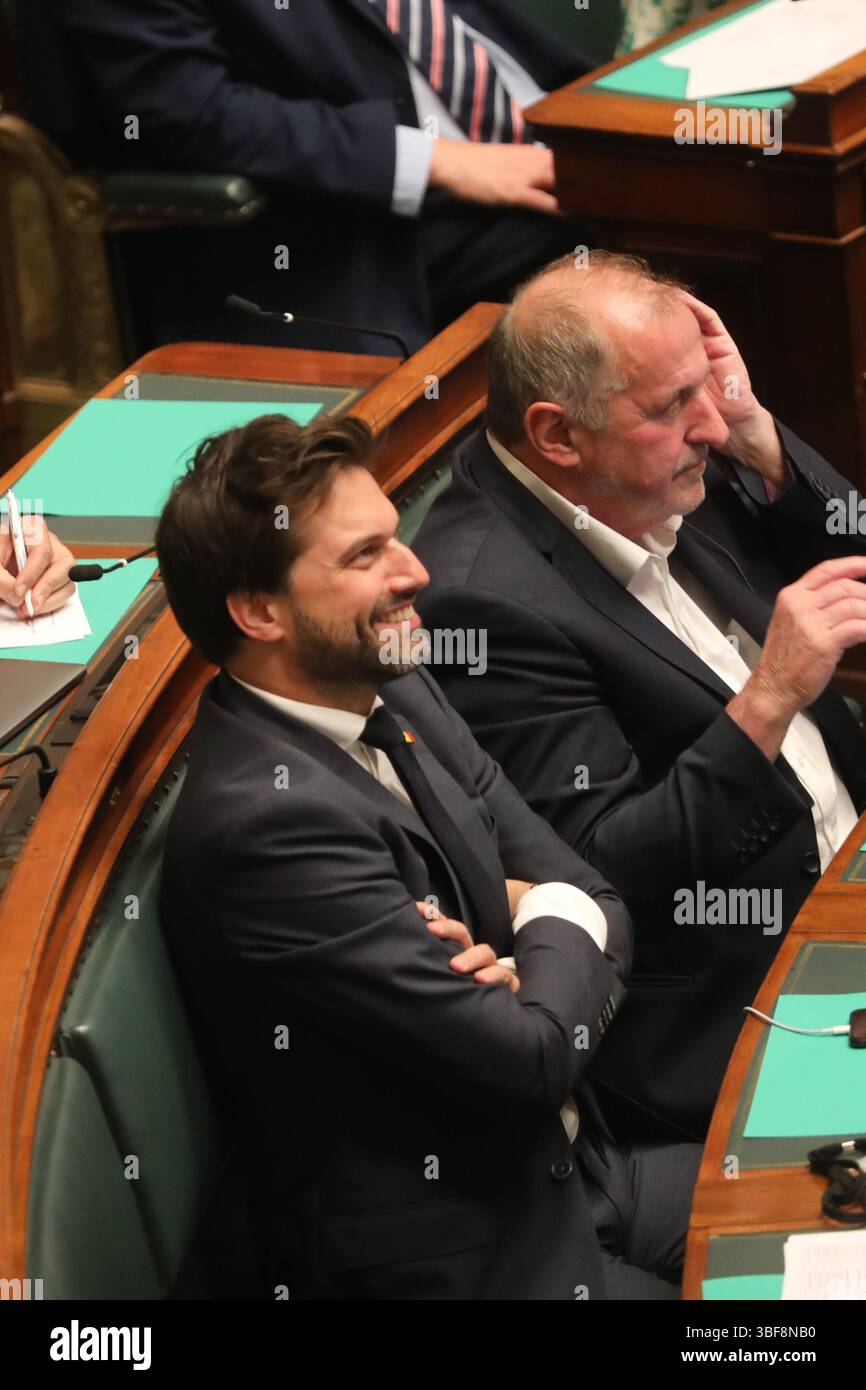 MR chairman Georges-Louis Bouchez pictured during a plenary session of the Chamber at the ...