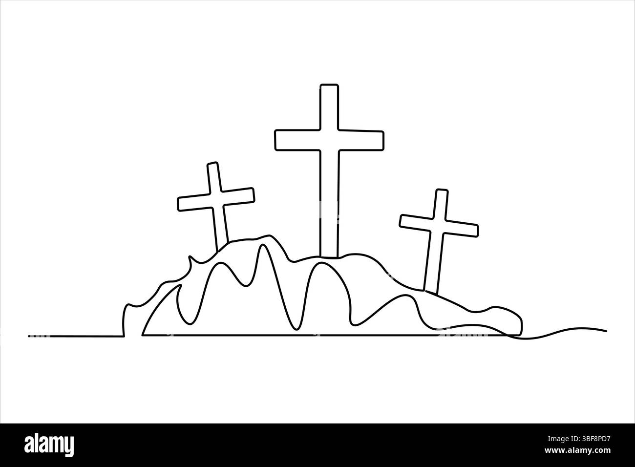 Minimalist Christian icon of three crosses outline Stock Vector Image ...