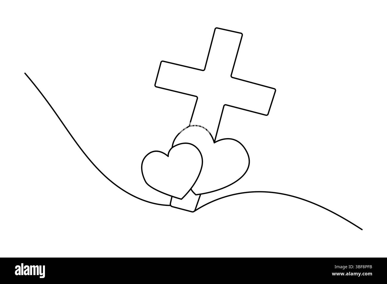 Minimalist Christian icon of three crosses outline Stock Vector Image ...