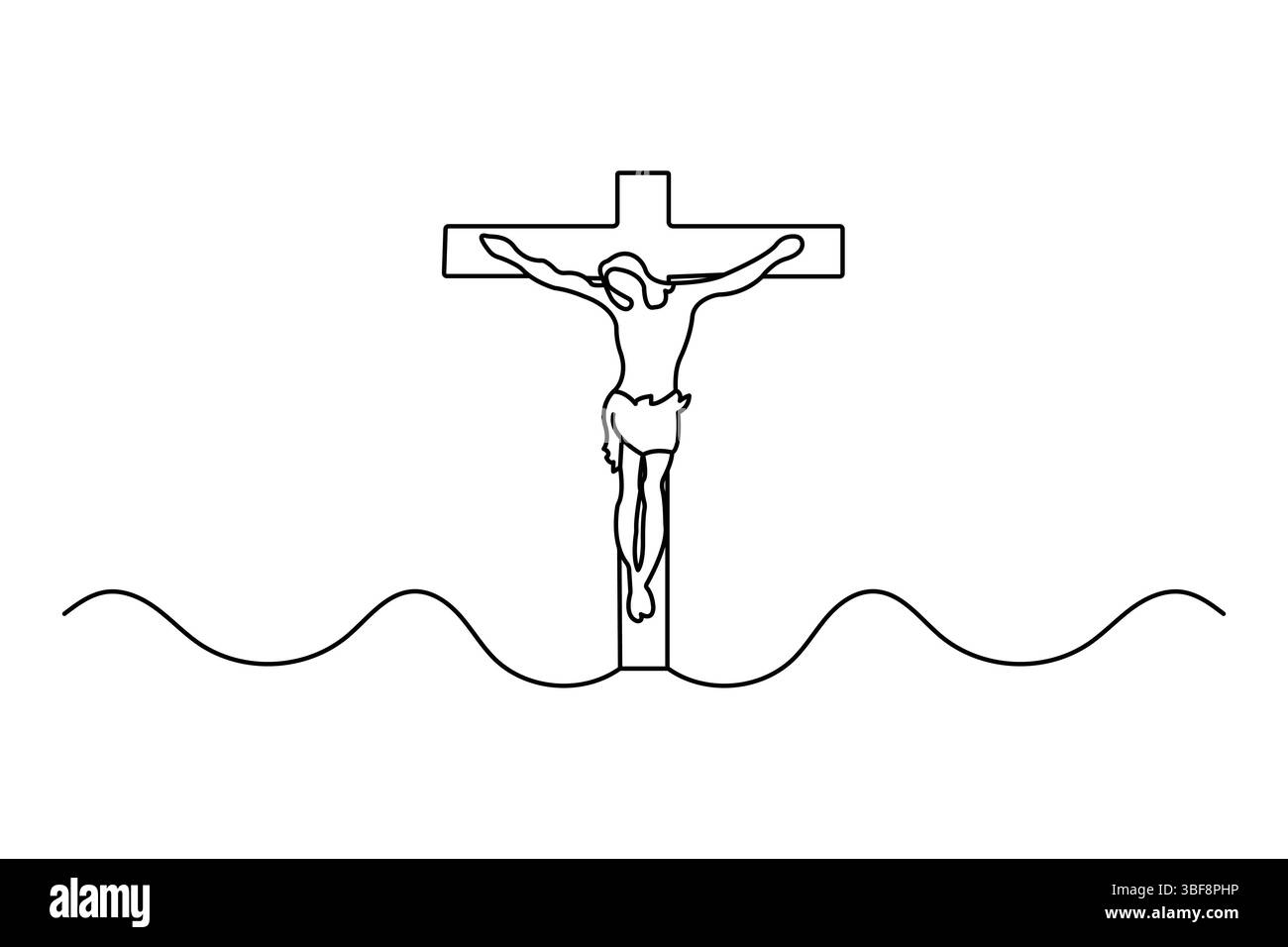 Minimalist Christian icon of three crosses outline Stock Vector Image ...
